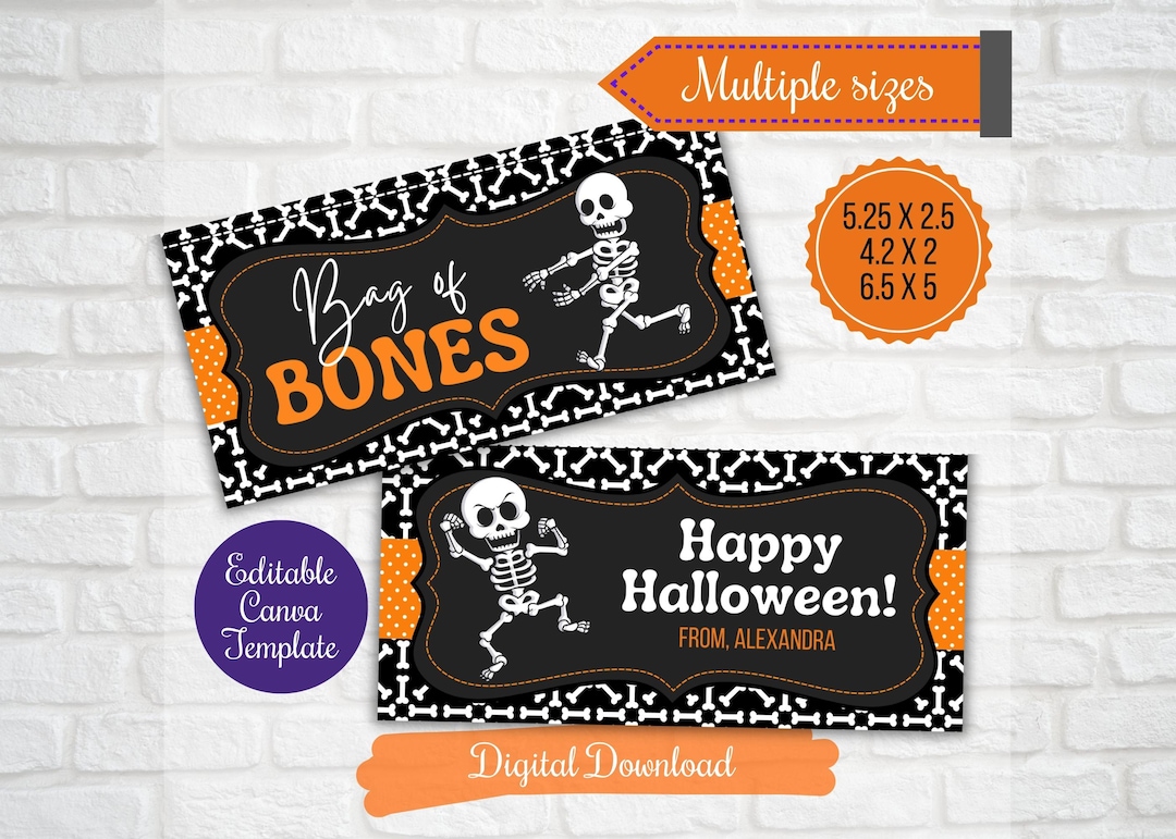 Bag of Bones Halloween Halloween Treat Bag Topper, Halloween Gift Tags ...