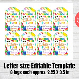 Buckets of Fun Gift Tags End of Year Gift Tags for Class End - Etsy