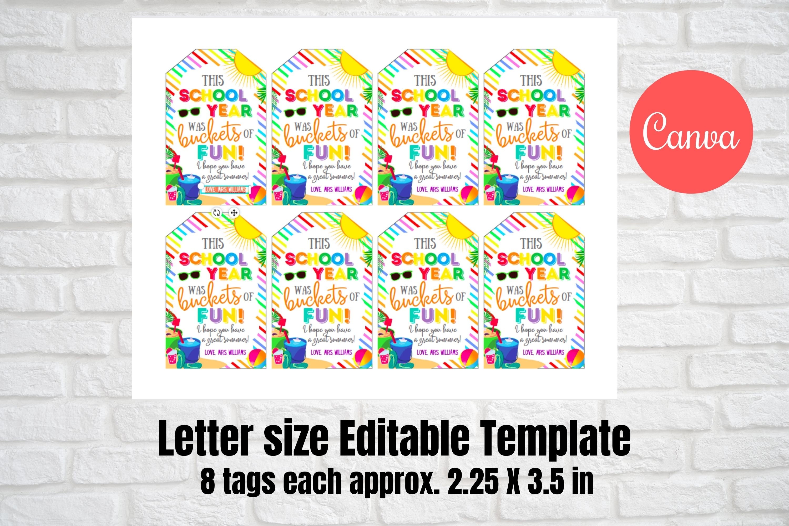 Buckets of Fun Gift Tags End of Year Gift Tags for Class End - Etsy