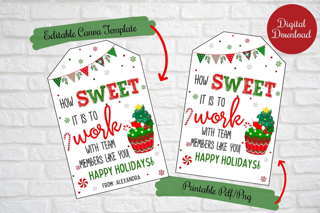 How Sweet It is to Work With Team Member Like You ,christmas Gift Tags ...