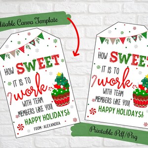 How Sweet It is to Work With Team Member Like You ,christmas Gift Tags ...