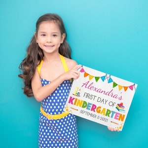 Watercolor First Day of School Sign Printable Cute Simple - Etsy