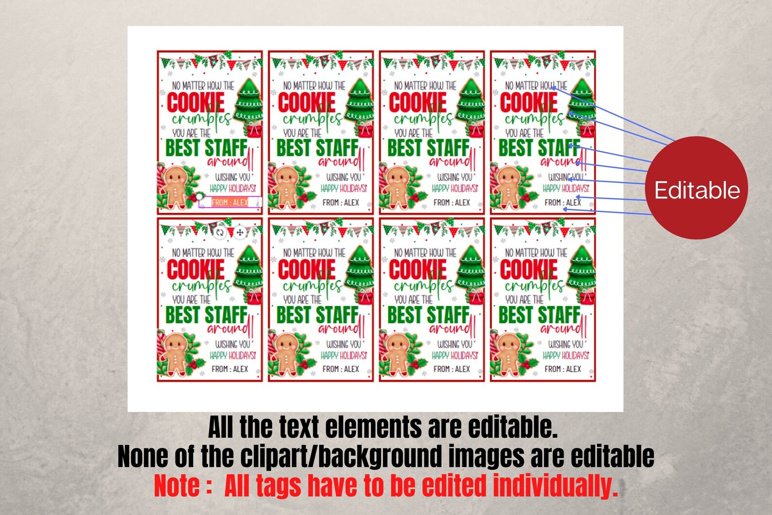 Staff Cookie Christmas Gift Tags, Teacher Employee Christmas Cookie ...