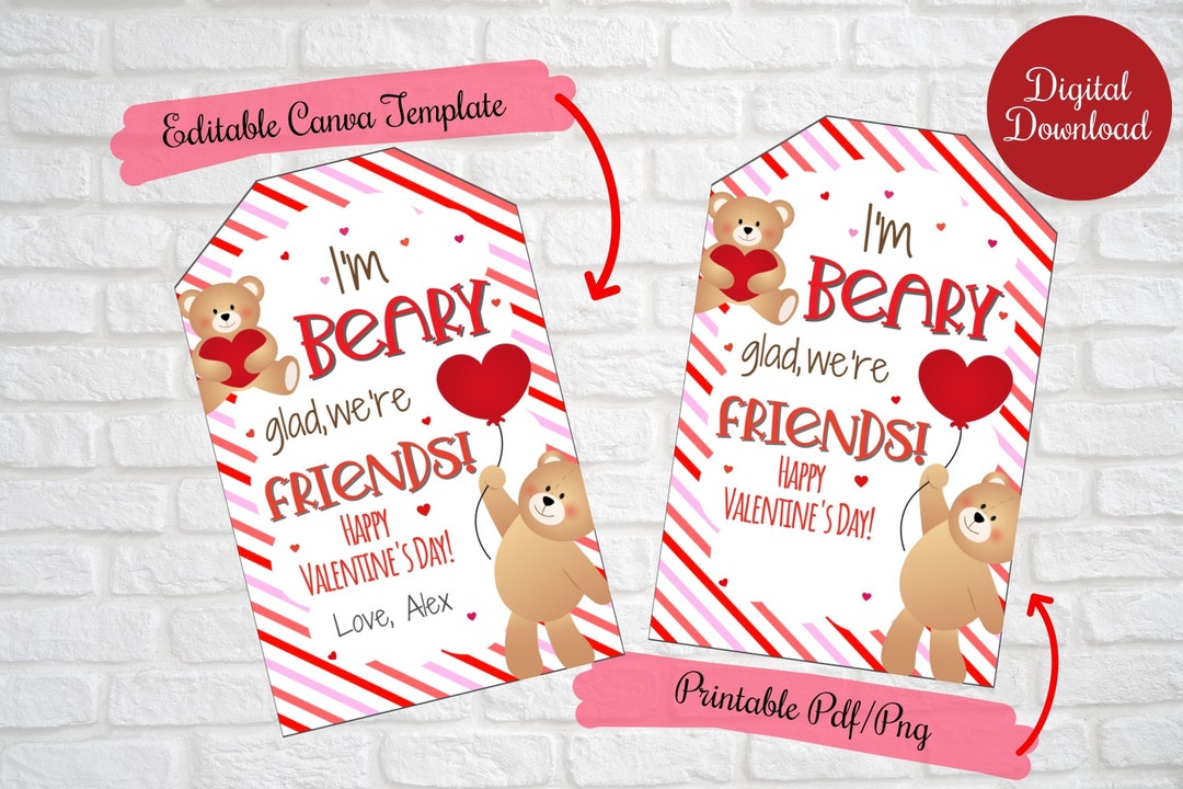 Printable Valentine Teddy Bear Gift Tag Gummy Candy - Etsy