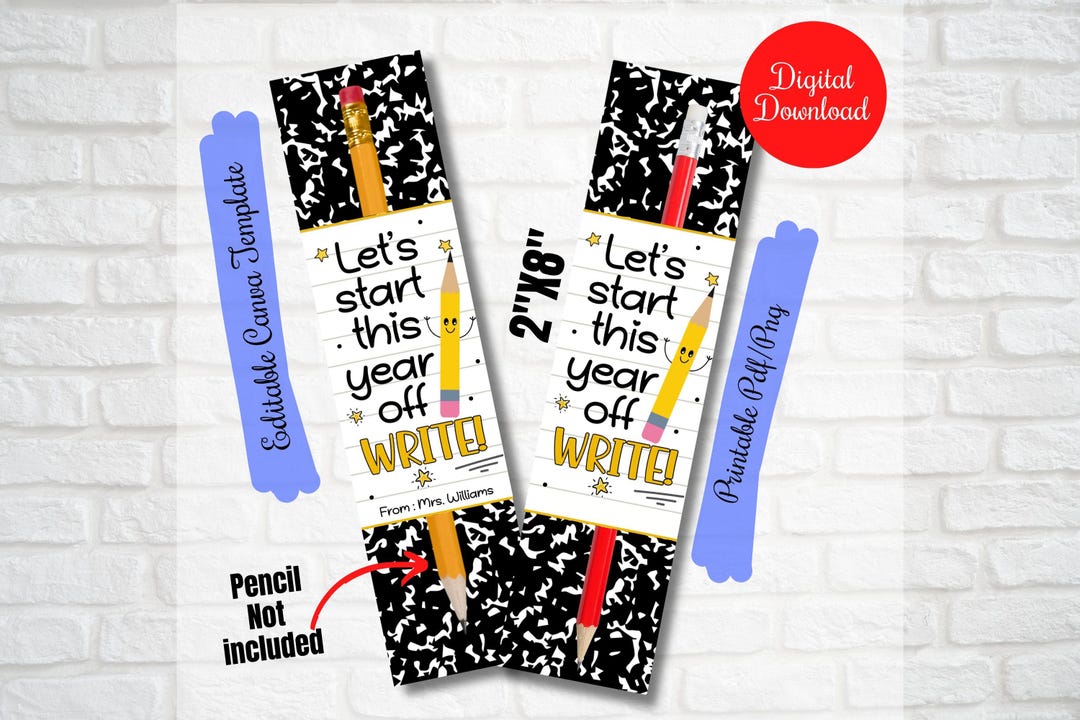 Back to School Printable Tag for Pencil, Pen, Let's Start Year off ...