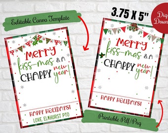 Christmas PRINTABLE 'merry Kissmas and Chappy New - Etsy