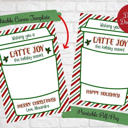 PRINTABLE Christmas Coffee Gift Card Holder Thanks a Latte - Etsy