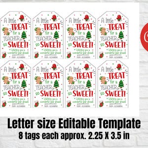 A Little Treat for a Teacher so Sweet Gift Tags,christmas Sweet Treat ...