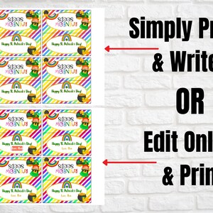 Editable Rainbow Seeds St Patrick's Day Treat Bag Topper, Rainbow ...