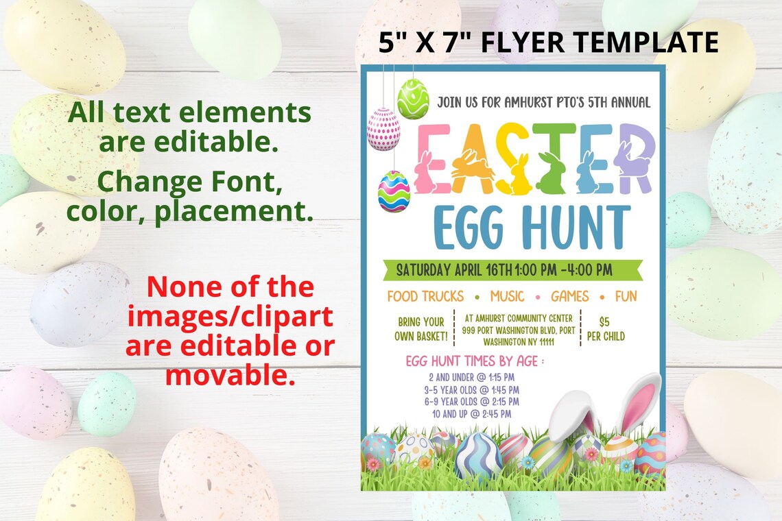 Editable Easter Egg Hunt Flyer Template, Printable Easter Egg Hunt ...