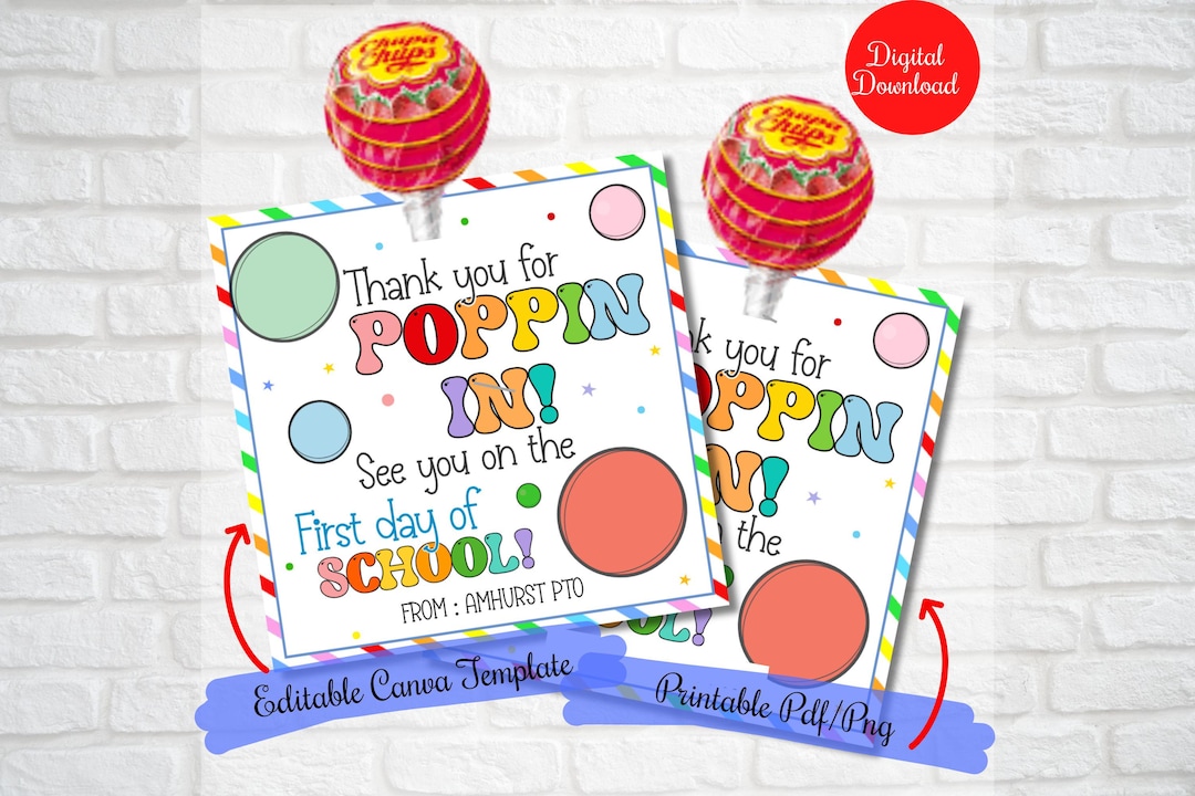 Thank You for Poppin In, See You on First Day of School Gift for ...