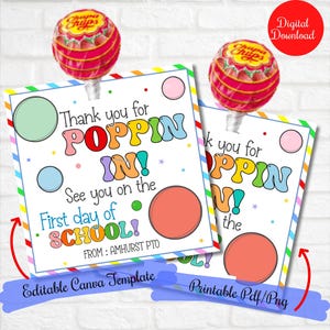 Thank You for Poppin In, See You on First Day of School Gift for ...