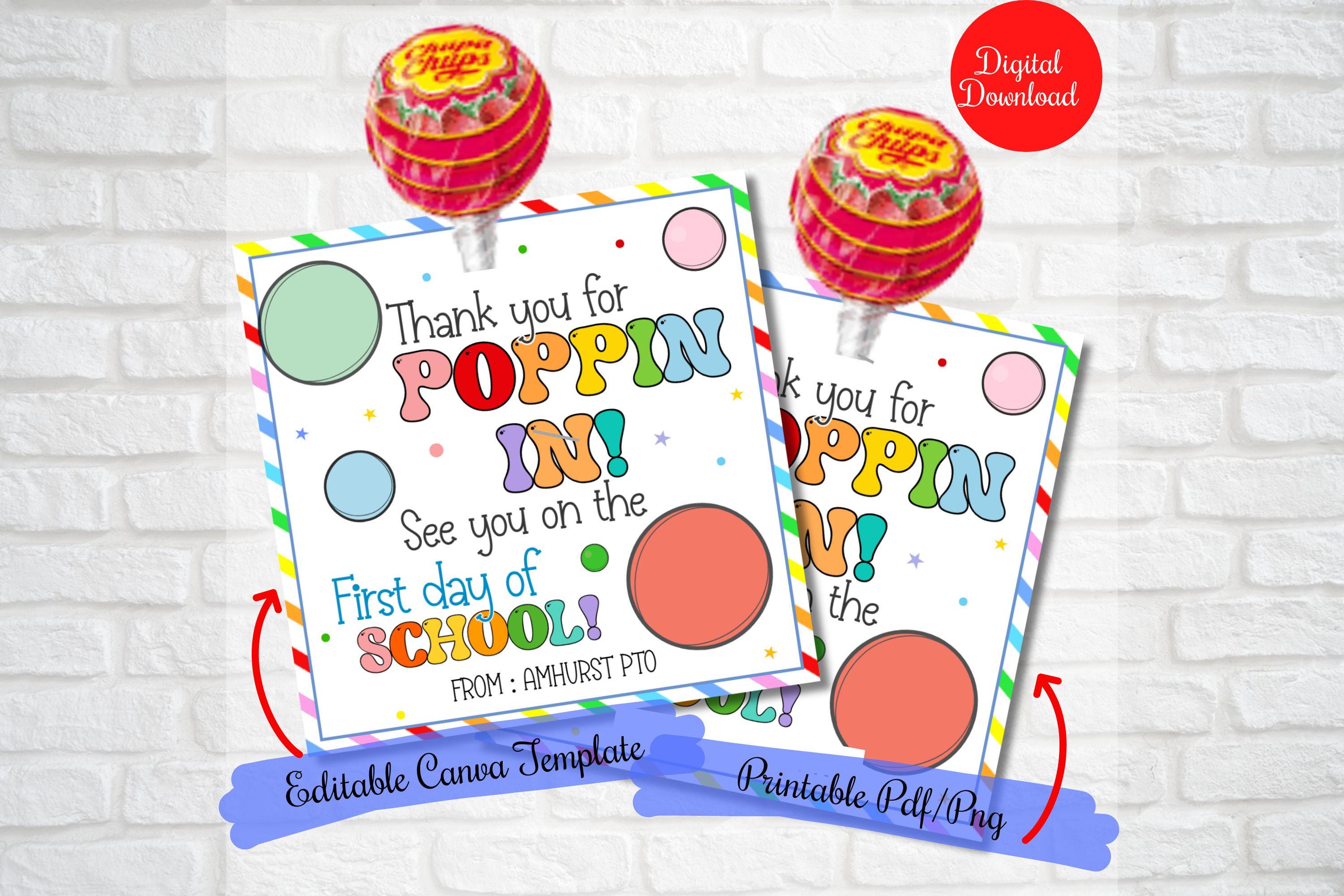 Thank You for Poppin In, See You on First Day of School Gift for ...