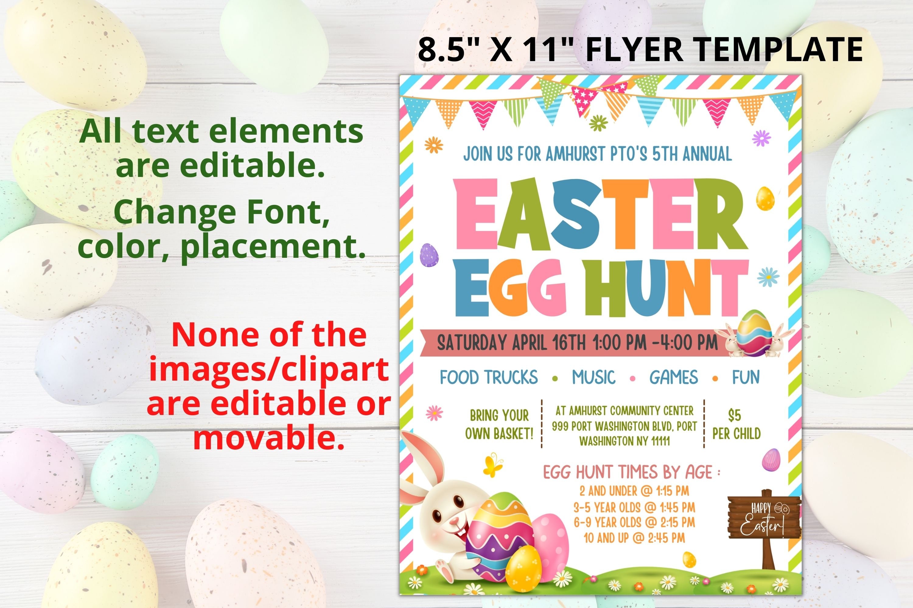 Editable Easter Egg Hunt Flyer Template, Printable Easter Egg Hunt ...