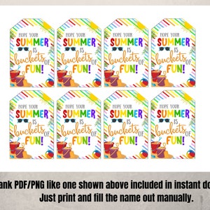 Buckets of Fun Gift Tags,end of Year Gift Tags for Class,hope Your ...