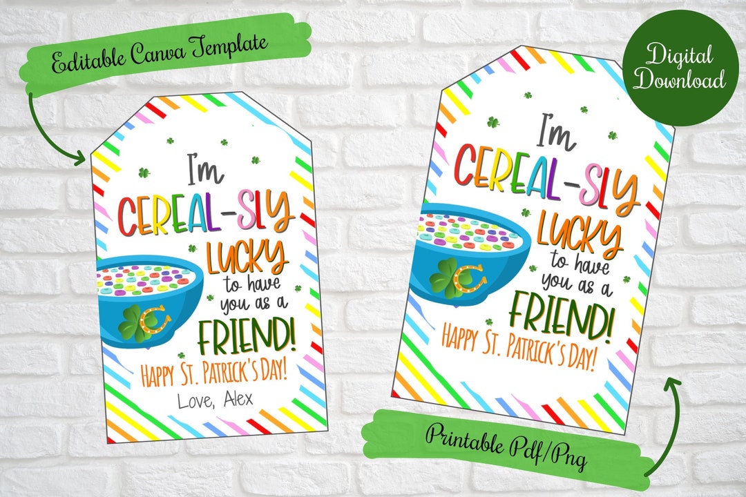 Cereal-sly Lucky to Have Friend Like You Printable Gift Tags,st ...