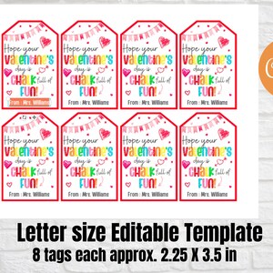 Printable Class Valentine Gift Tags for Chalk Hope You | Etsy