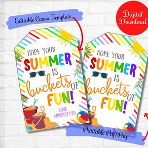 Buckets of Fun Gift Tags,end of Year Gift Tags for Class,hope Your ...