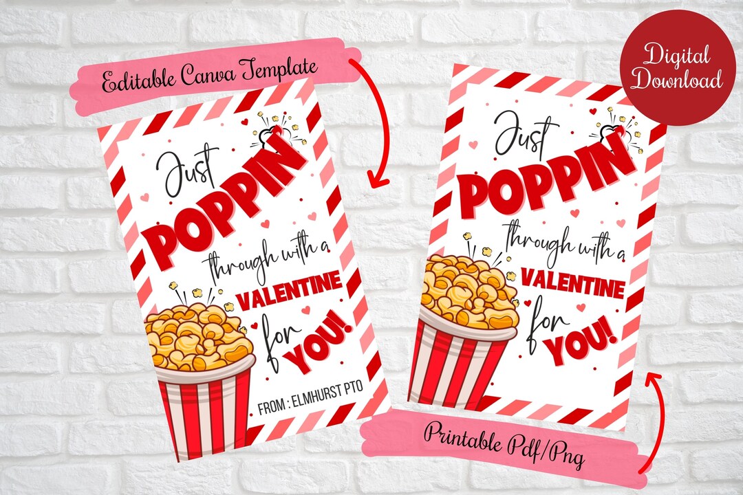 Valentine Popcorn Gift Tags, Just Poppin Through With a Valentine for ...