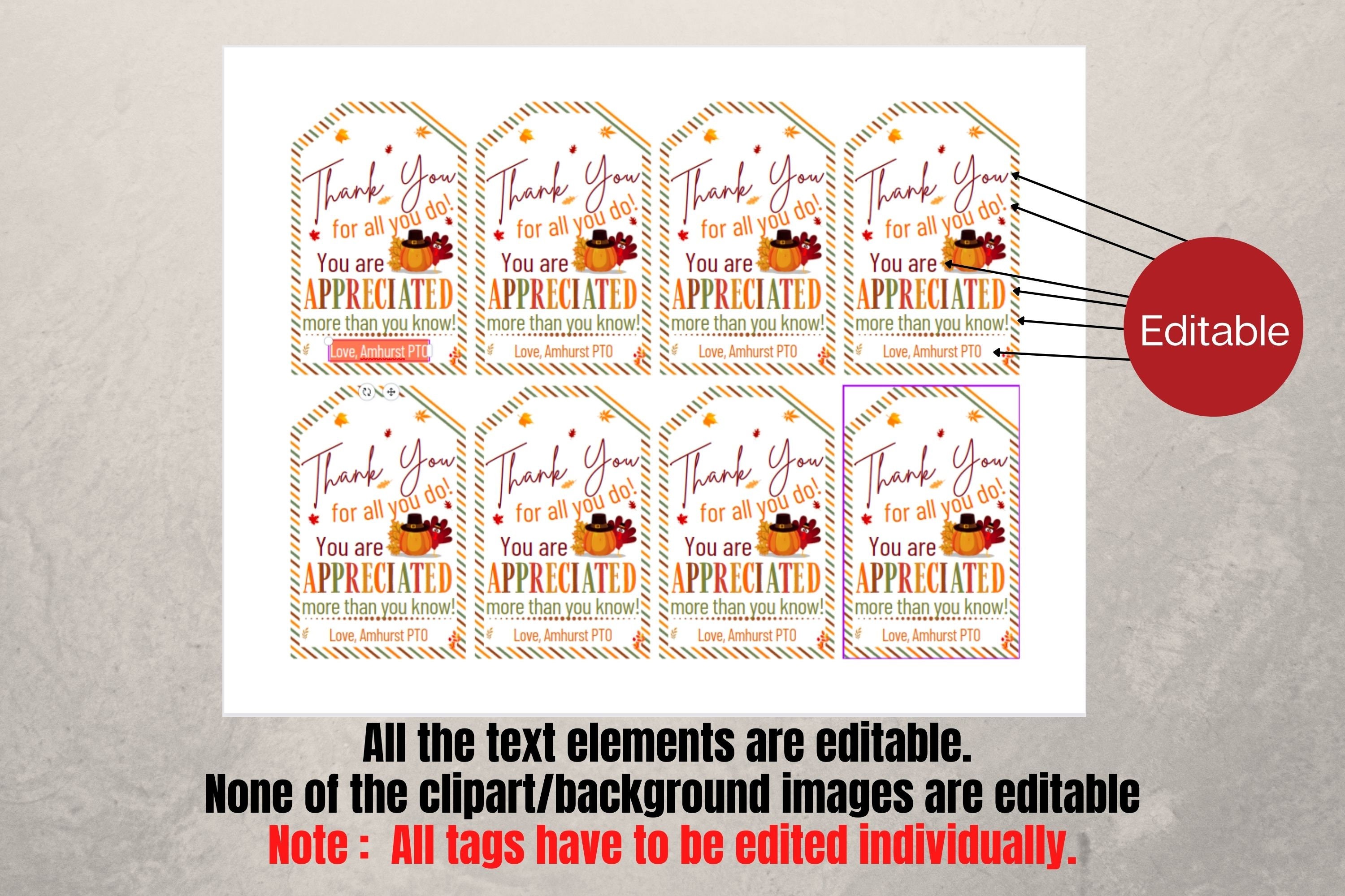 Thanksgiving Gift Treat Tags,thank You for All You Do Treat Tags ...