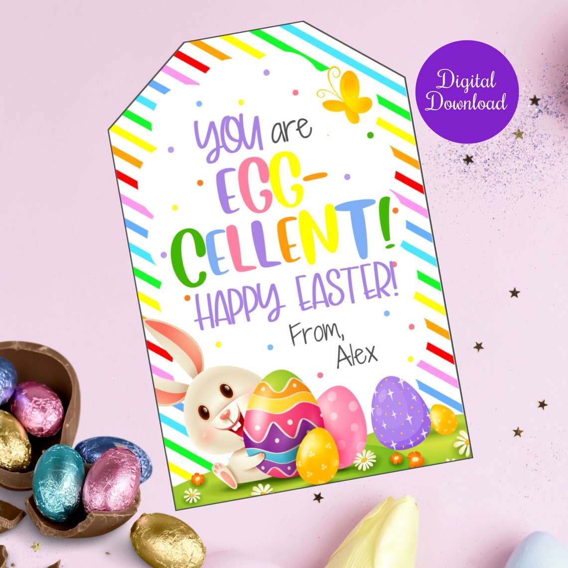 You Are Eggcellent, Easter Eggs Treat Tag for Class, School, Daycare ...