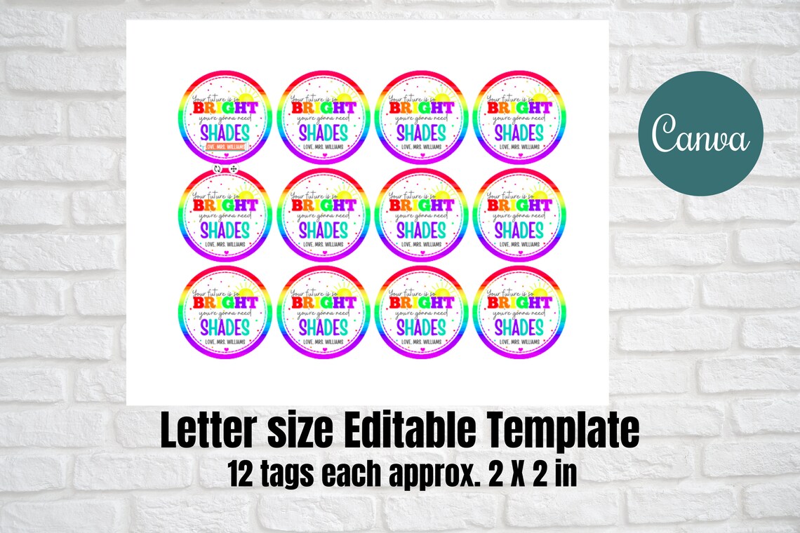 End of Year Class Sunglasses/shades Gift Tags Your Future is - Etsy