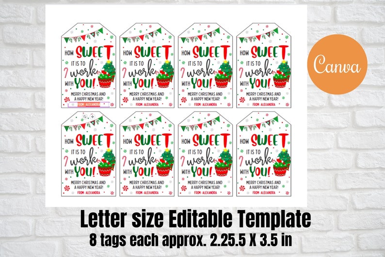 Christmas Gift Treat Tags for Co-workers, How Sweet It is to Work With ...