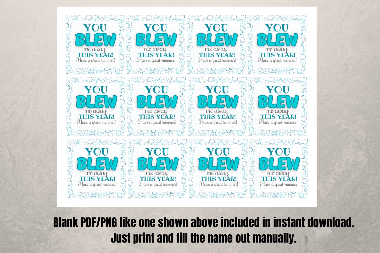 End of Year Class Bubbles Gift Tags You Blew Me Away This - Etsy UK