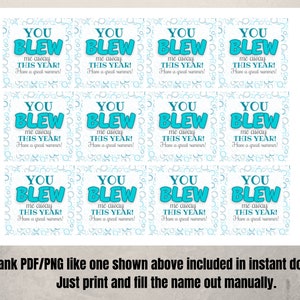 End of Year Class Bubbles Gift Tags, You Blew Me Away This Year ...