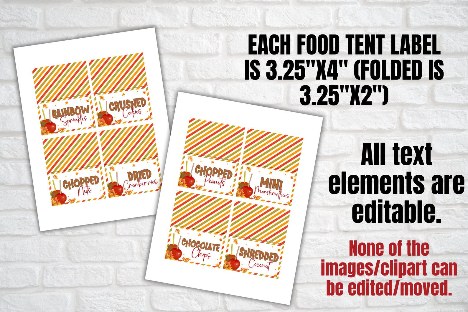 Caramel Apple Bar Sign & Food Tent Labels | Appreciation Fall Party ...