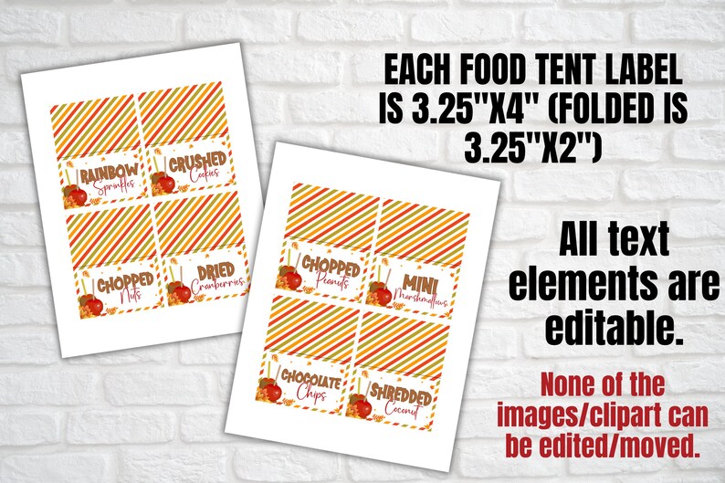 Caramel Apple Bar Sign & Food Tent Labels | Appreciation Fall Party ...