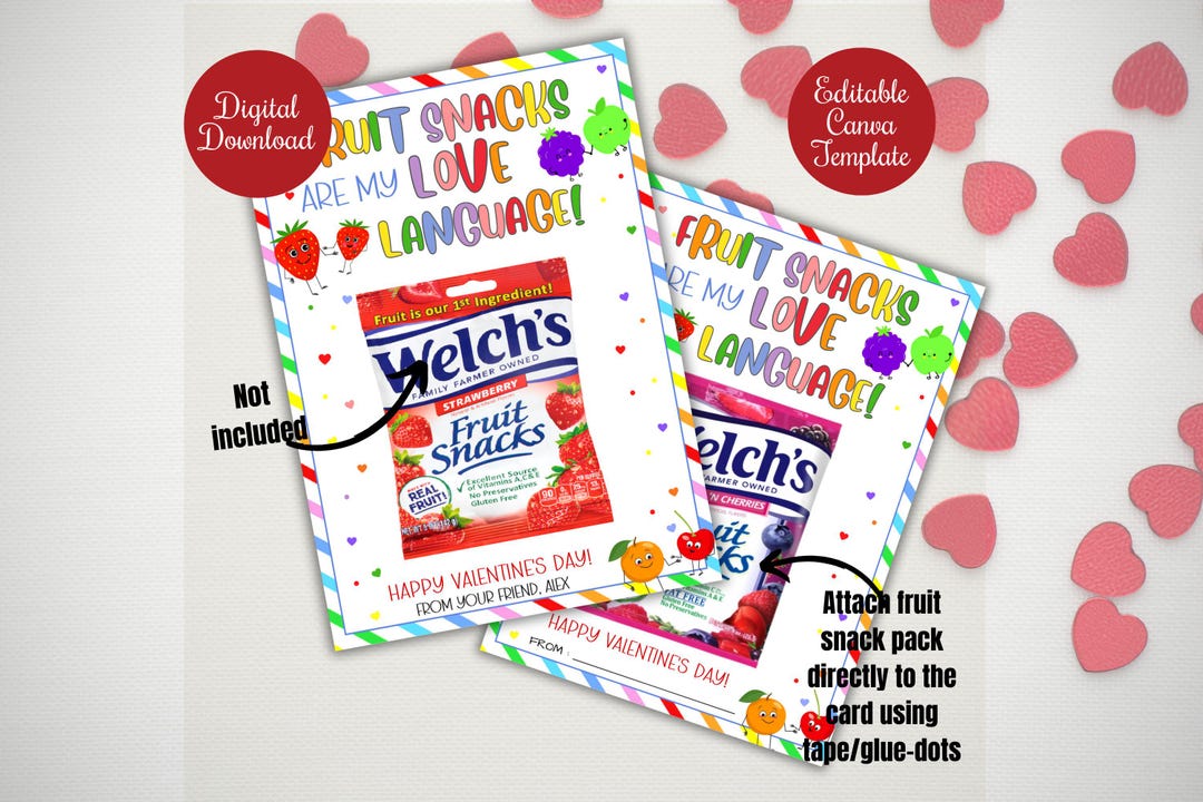Fruit Snacks Are My Love Language, Fruit Snack Pack Class Valentines ...