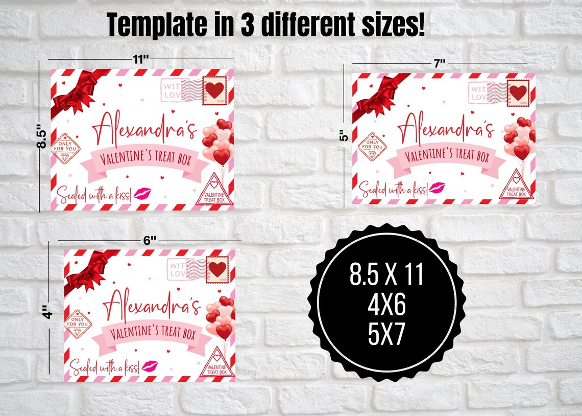 EDITABLE Valentine Treat Box Label personalized Valentine | Etsy