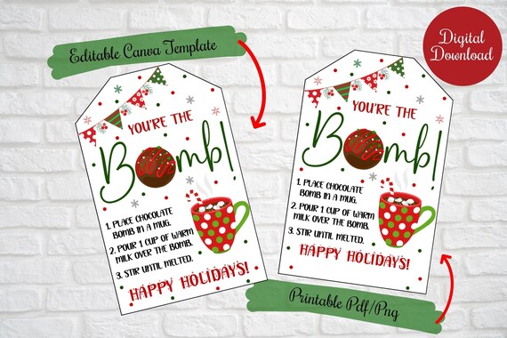 You're the Bomb Christmas Hot Cocoa Bomb Gift Tags Hot | Etsy