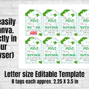 Mint Back to School Gift Tags for Teachers, You Were Mint to Be My ...