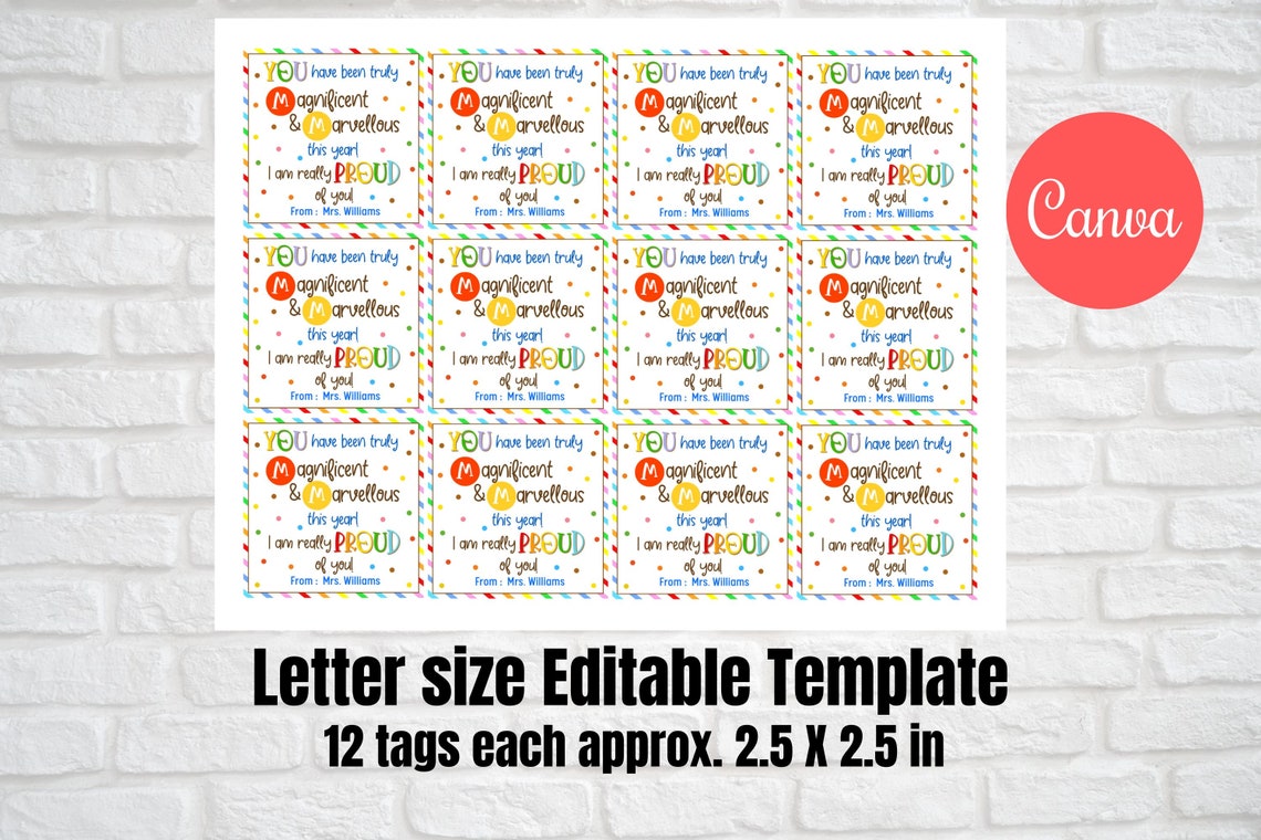 Magnificent and Marvellous Gift Tags for Students From Teacher,end of ...