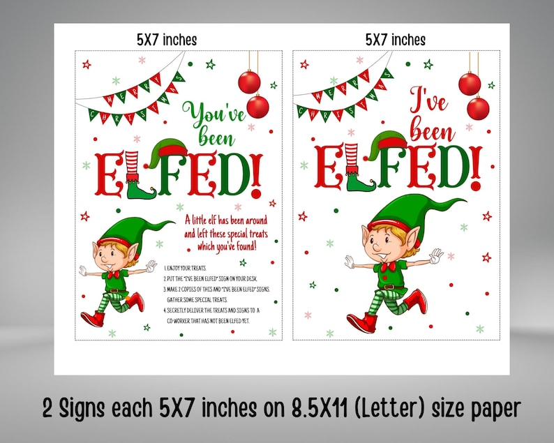 You've Been Elfed Co Worker Printable, I've Been Elfed Office Workplace ...