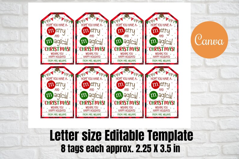 Have a Merry and Magical Christmas Gift Tags,christmas M&M Treat Tags ...