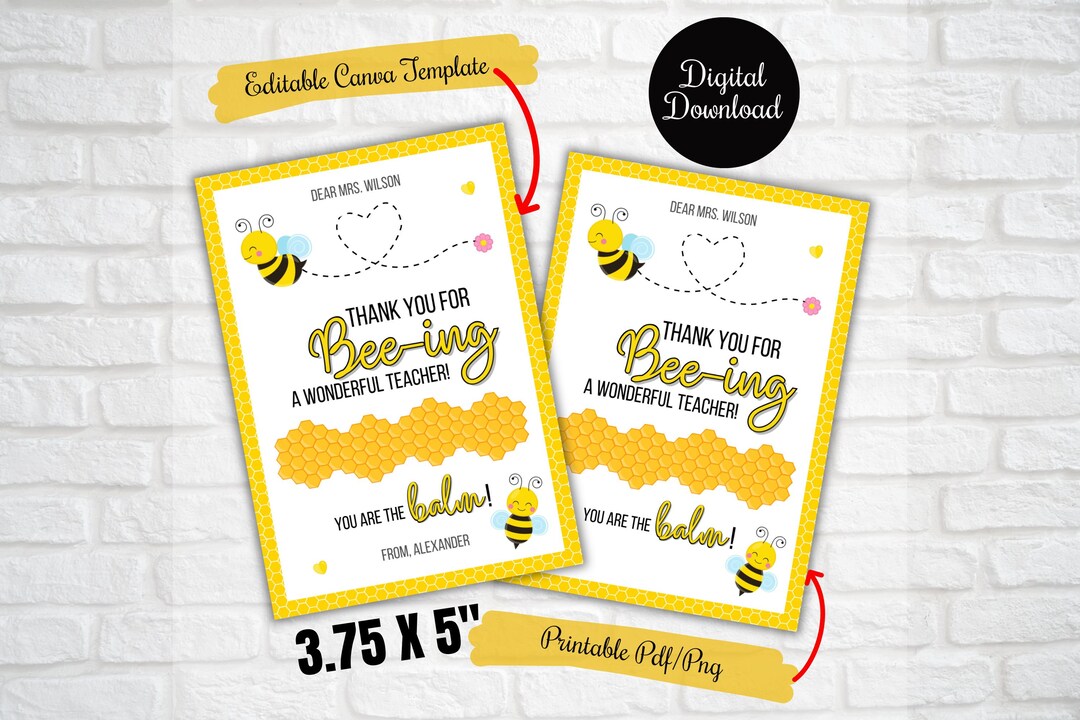 Thanks for Beeing a Wonderful Teacher, Appreciation Week Bees/honey ...