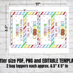 100th Day Cookie Treat Bag Toppers for Students, You Are One Smart ...