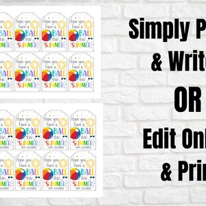 End of School Ball Gift Tag, Hope You Have a Ball This Summer Gift Tag ...