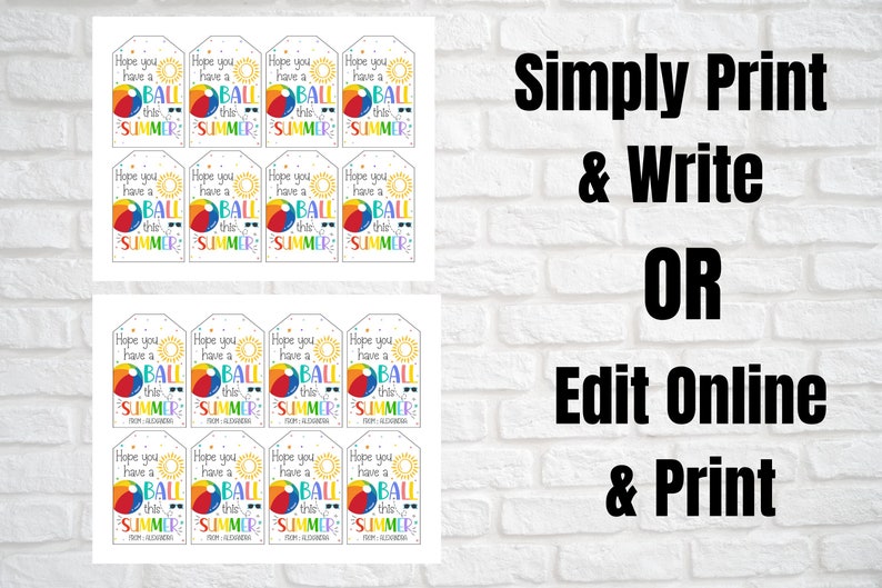 End of School Ball Gift Tag, Hope You Have a Ball This Summer Gift Tag ...