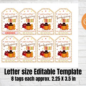 Thanksgiving Gift Treat Tags, Just a Little Thanksgving Treat Tags for ...