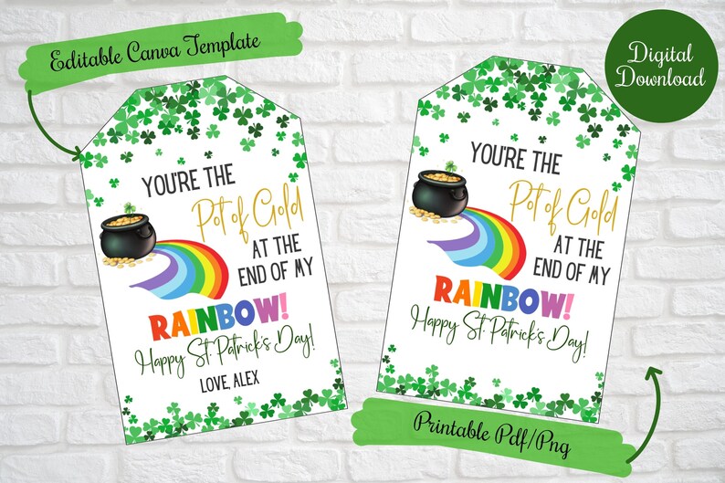 Editable St. Patricks Day Pot of Gold Gift Tagsyou Are the - Etsy UK