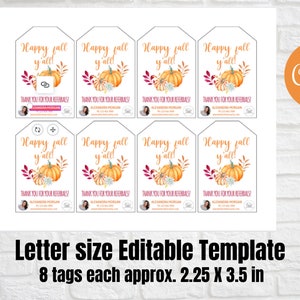 Happy Fall Yall Gift Tags,thank You for Your Referrals, Client Referral ...