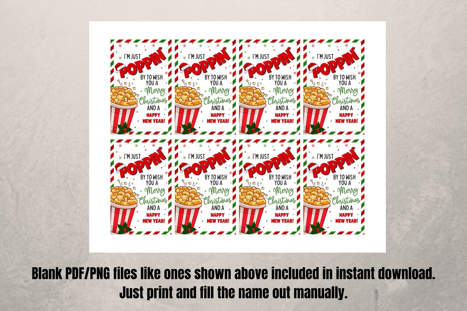 Just Poppin by to Say Merry Christmas Gift Tags for Popcorn - Etsy