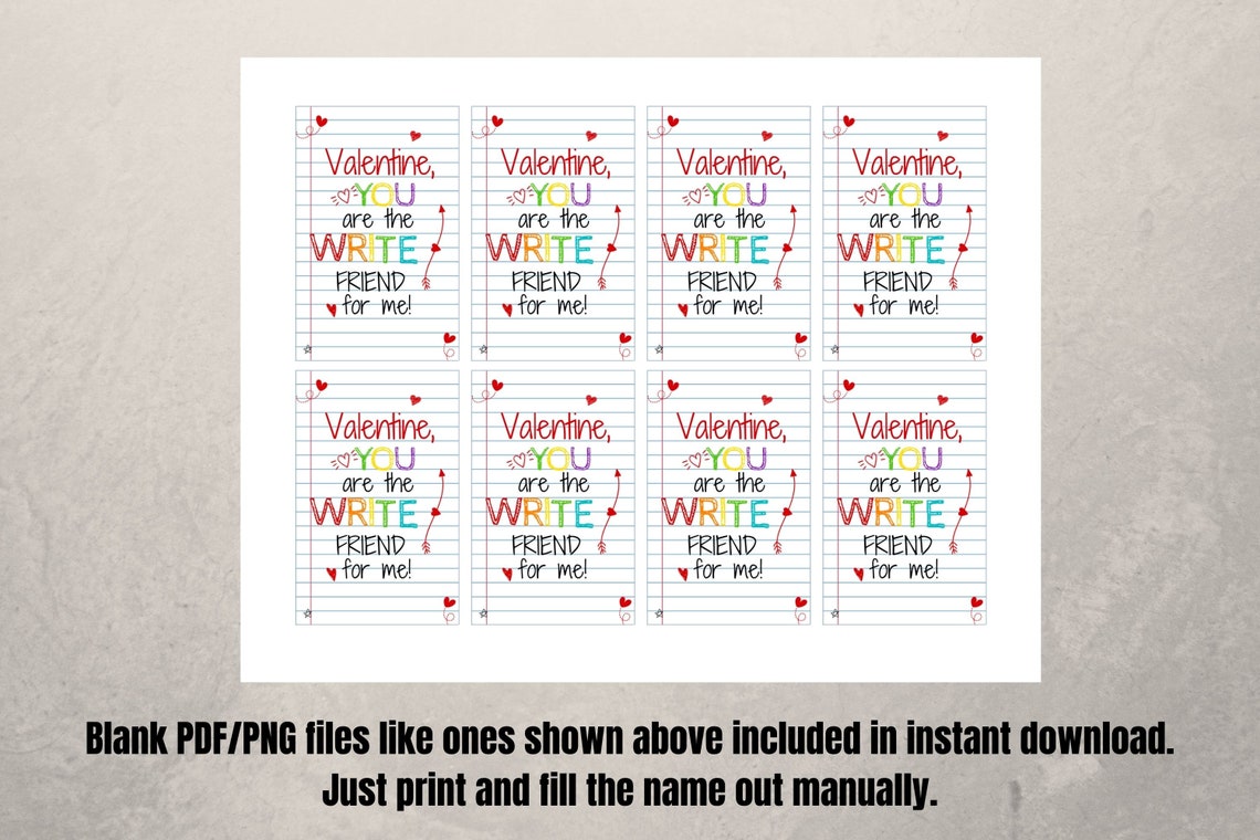 Valentine You Are Just Write Printable Tag for Valentine - Etsy