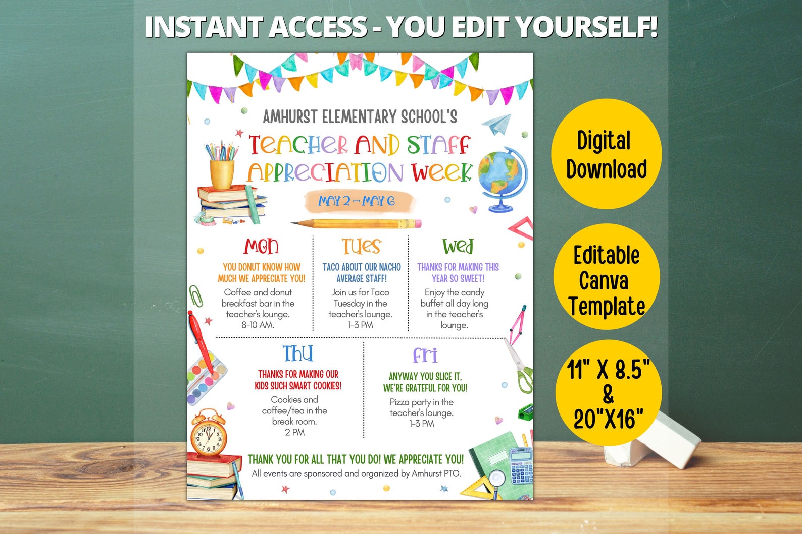 Editable Teacher Appreciation Week Schedule, Employee Appreciation Week ...