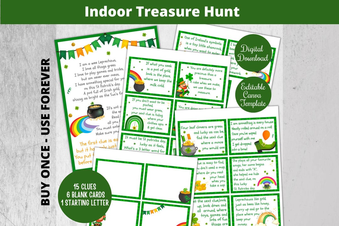 St. Patricks Day Treasure Hunt Printable Digital Download, Indoor ...