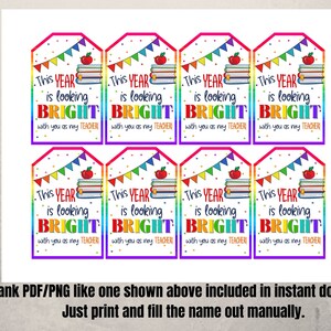 Editable Back to School Marker Gift Tags for Teacher, First Day of ...